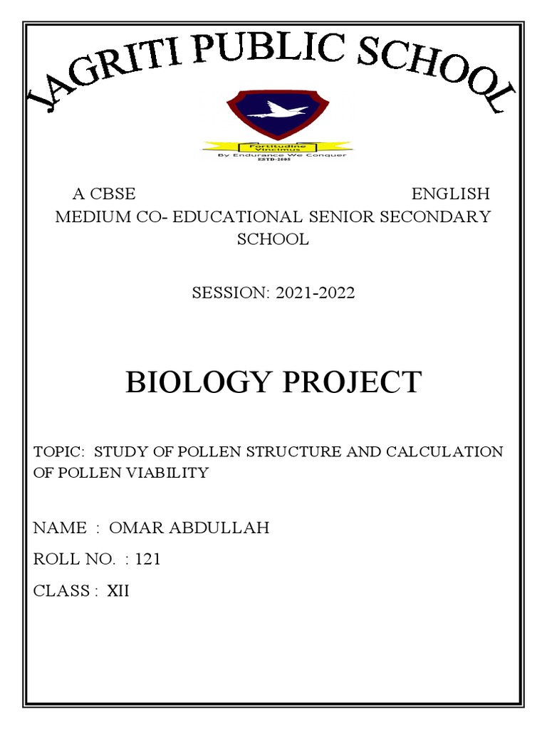 Biology Project: A Cbse English Medium Co-Educational Senior Secondary ...