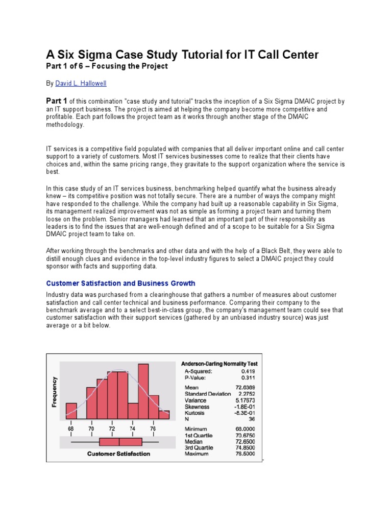 Six Sigma Case StudyTutorial For IT Call Center | PDF | Data Analysis ...