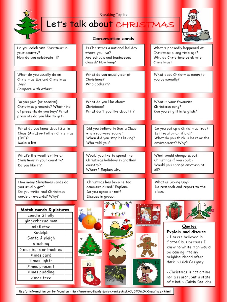 Christmas Conversation Starters | PDF | Christmas | Santa Claus