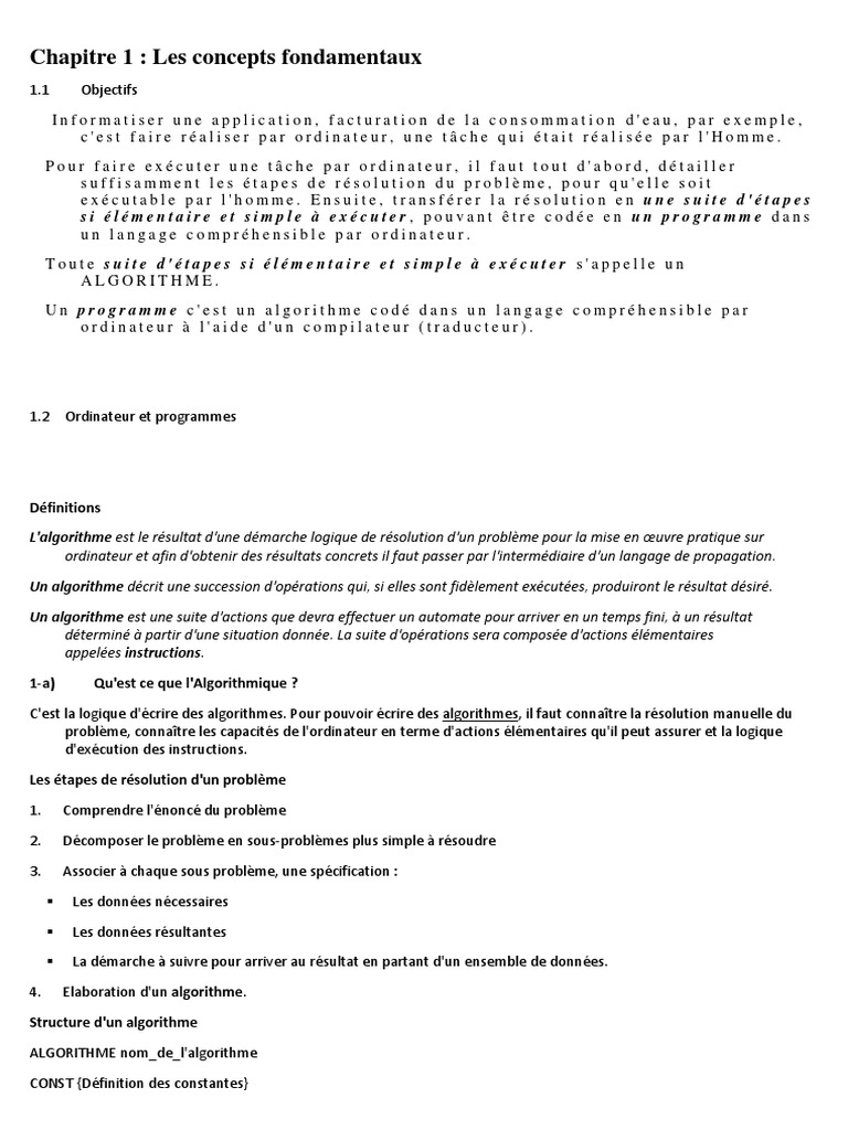 Chapitre 1 | PDF | Programmation | Programme informatique