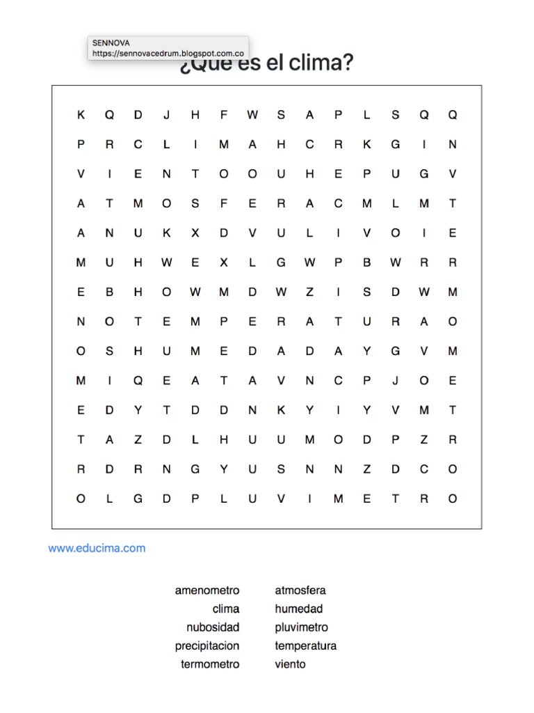 Sopa de Letras Clima | PDF