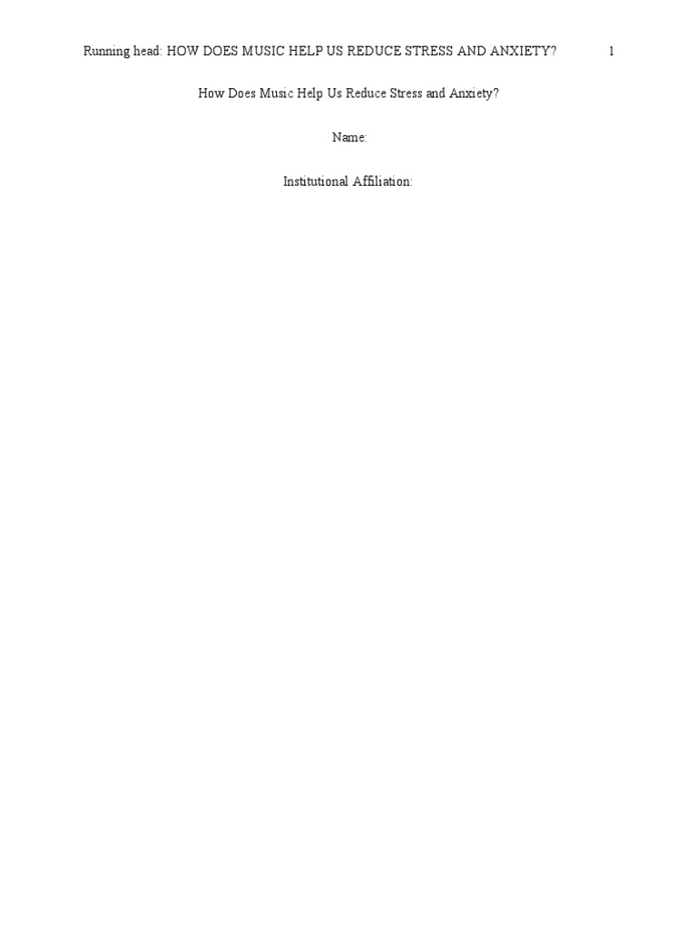How Does Music Help Us Reduce Stress and Anxiety | PDF | Stress ...