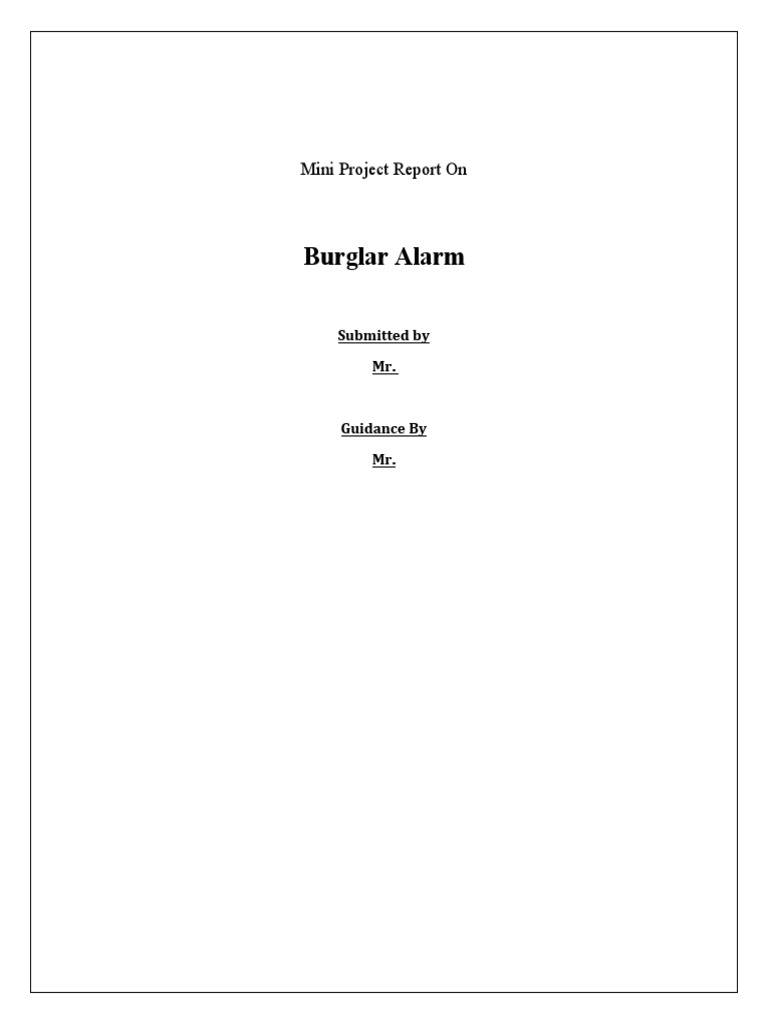 Burglar Alarm System Project Report | PDF | Security Alarm ...