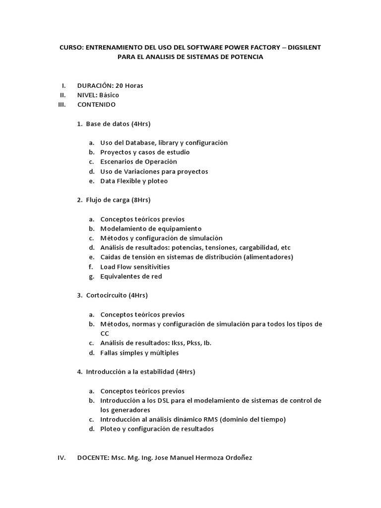 Temario - Digsilent Nivel Basico | PDF | Simulación | Ciencias de la Computación