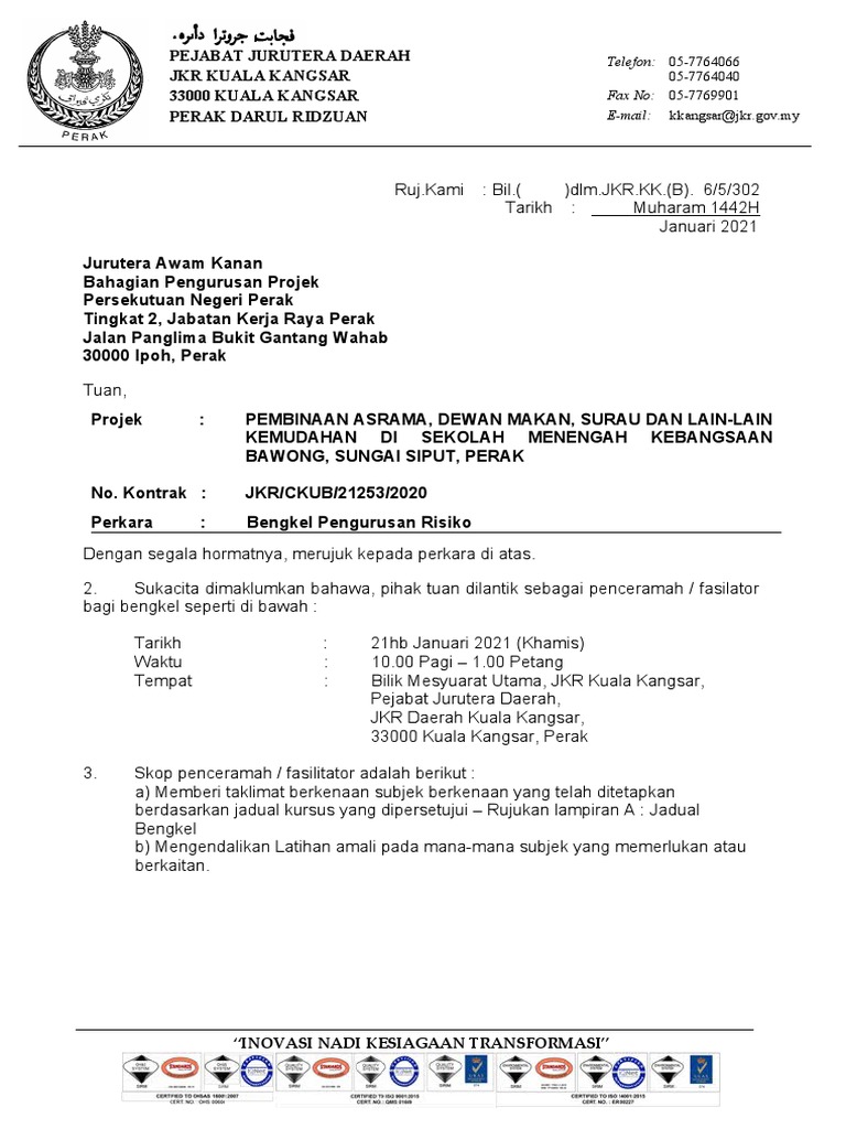 Surat Bengkel Pengurusan Risiko | PDF