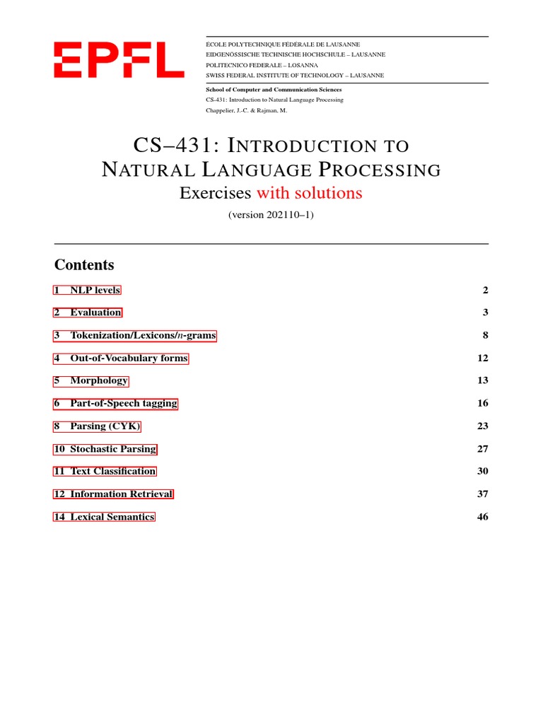 CS-431 Introduction to Natural Language Processing Course Material ...