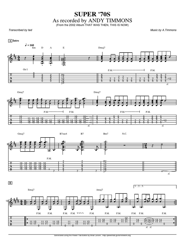 Super '70s Guitar Tab by Andy Timmons | PDF
