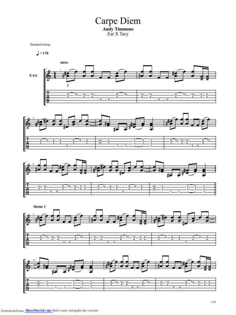 Andy Timmons' Carpe Diem Tabs | PDF | Guitar Family Instruments | Guitars