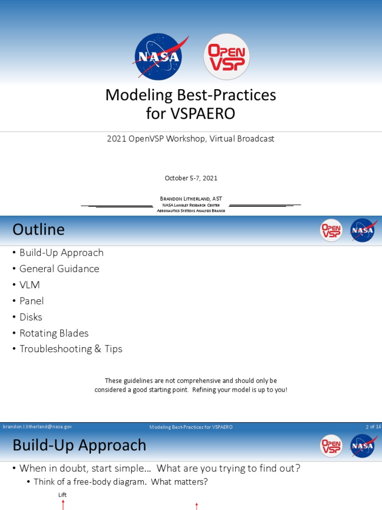 Modeling Best-Practices For Vspaero: 2021 Openvsp Workshop, Virtual Broadcast | PDF | Lift ...