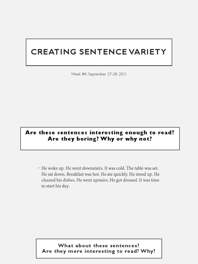 Enhancing Sentence Variety Techniques | PDF | Sentence (Linguistics ...