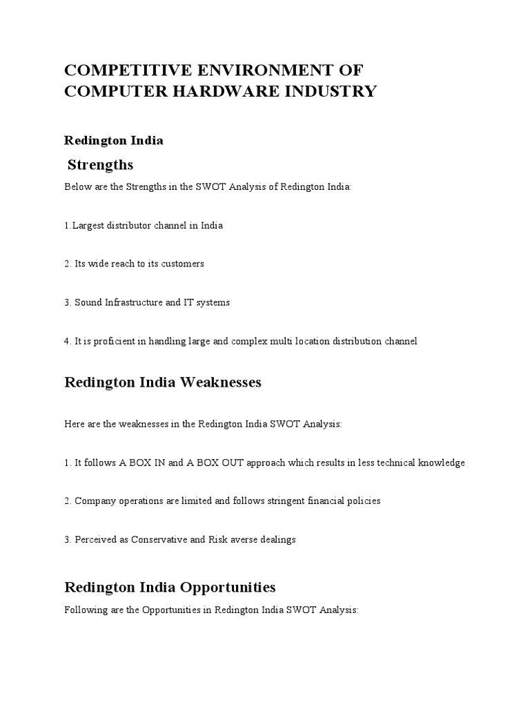 Computer Hardware Industry | PDF | Profit (Economics) | Swot Analysis
