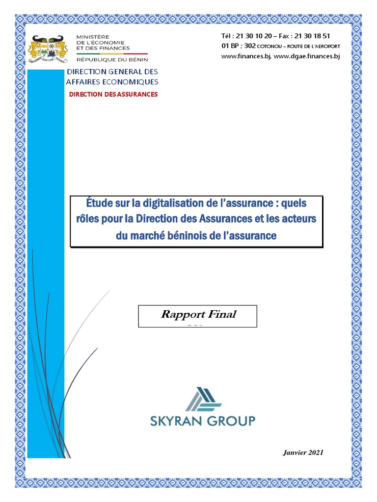 Digitalisation de l'Assurance au Bénin | PDF | Courtier | Assurance