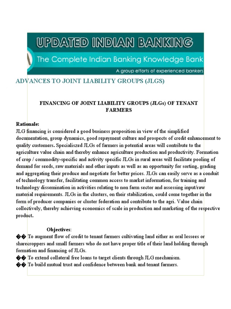 Advances To Joint Liability Groups | PDF | Finance & Money Management ...