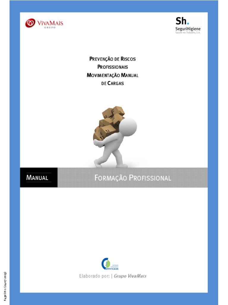 PRP Mov Manual Cargas | PDF | Fator de risco | Fatores humanos e Ergonomia