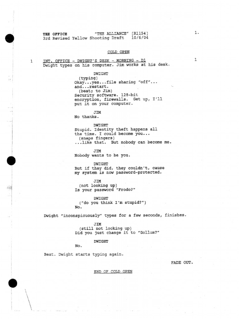 The Office 1x04 - The Alliance | PDF