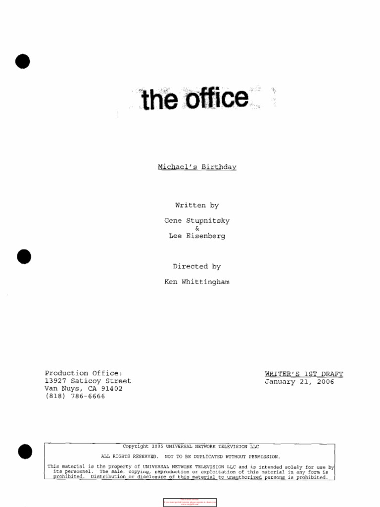 The Office 2x19 - Michaels Birthday | PDF | Cooking, Food & Wine ...