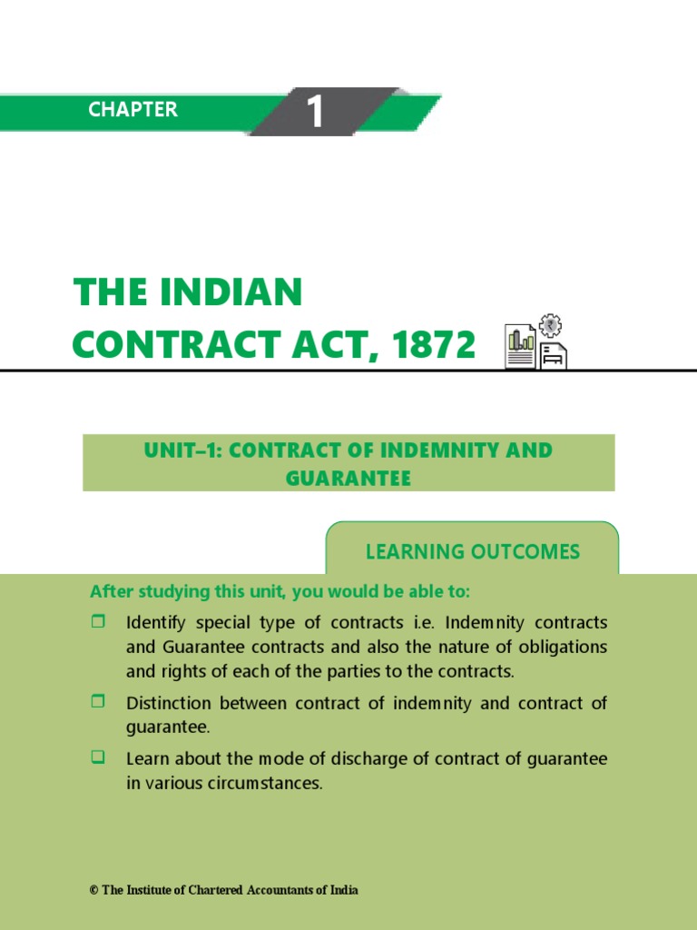 The Indian Contract Act, 1872: Unit-1: Contract of Indemnity and ...