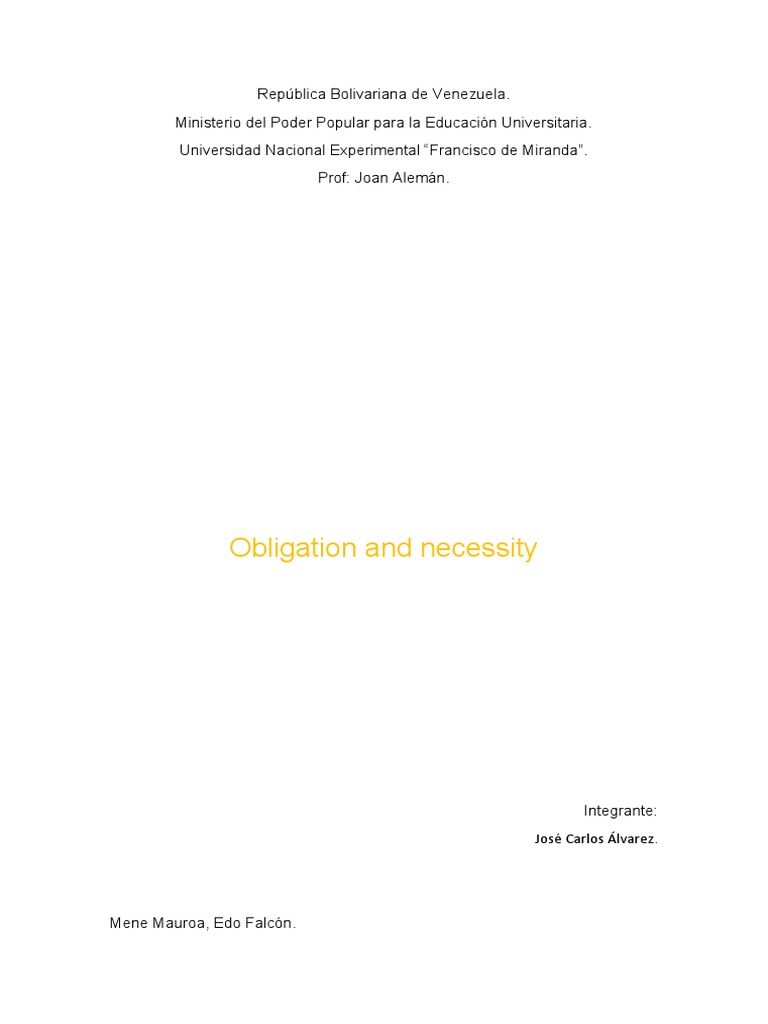 Obligation and Necessity. | PDF | Modal Logic | Logic