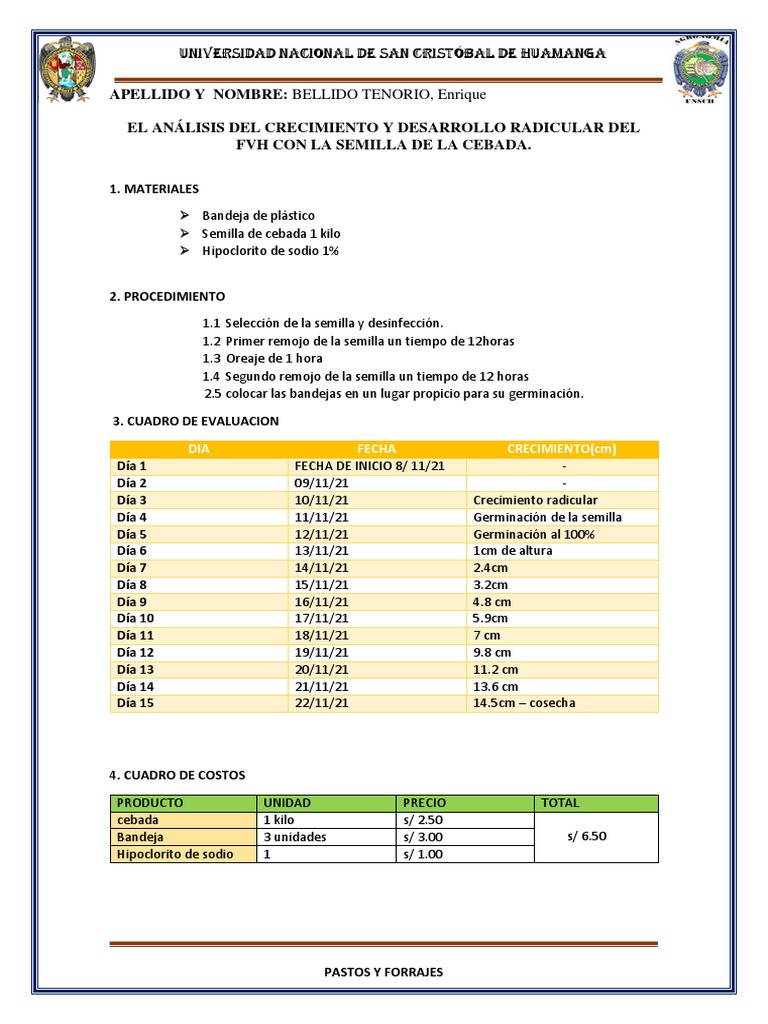 Trabajo de FVH | PDF | Botánica | Plantas