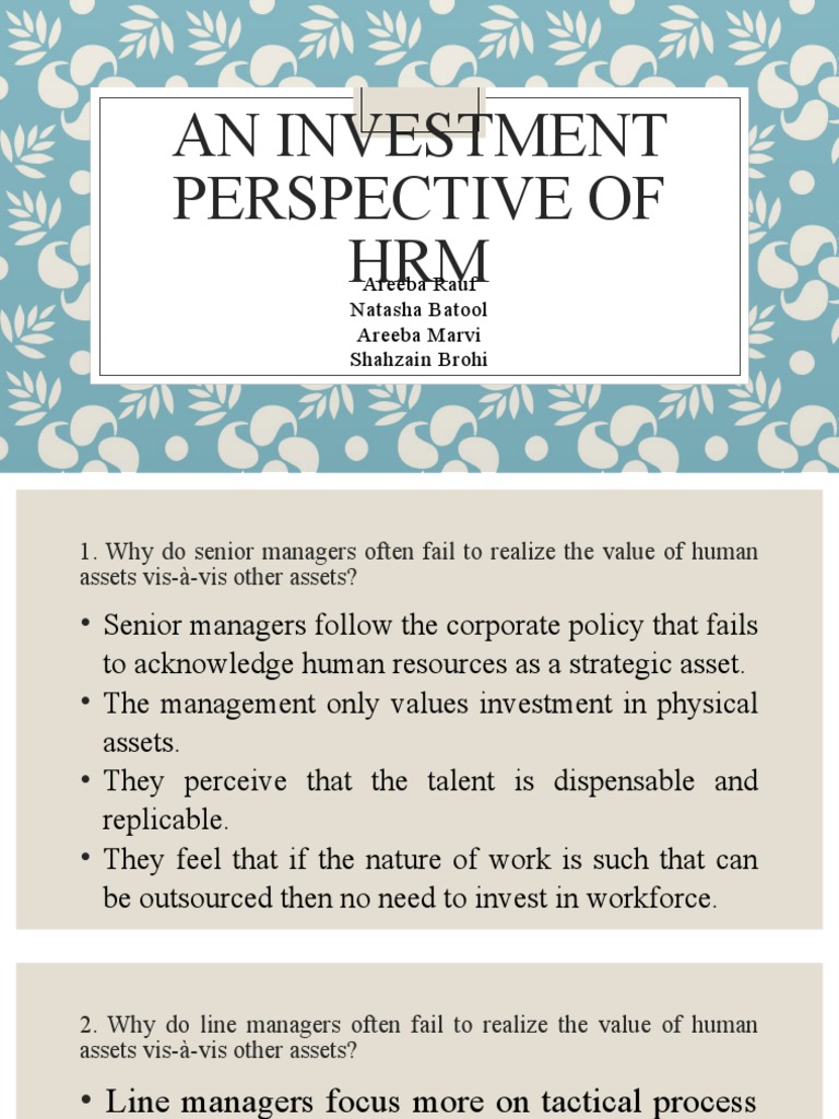 An Investment Perspective of HRM | PDF