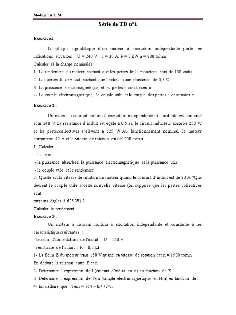 Td1 Acm Auto | PDF | Puissance (physique) | Résistance (électricité)