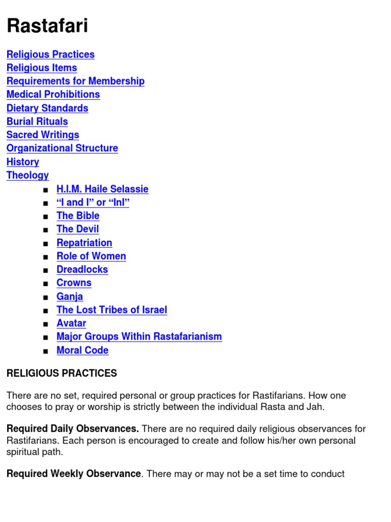 Rastafari: Religious Practices | Download Free PDF | Religion And ...