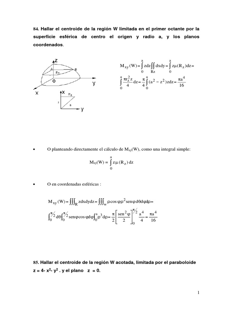 Calculo Ejercicios 84 Al 91 | Descargar gratis PDF | Esfera | Integral