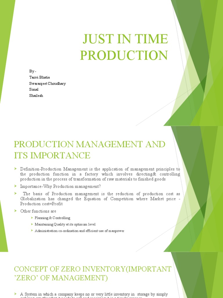 Just in Time Production | PDF | Inventory | Lean Manufacturing