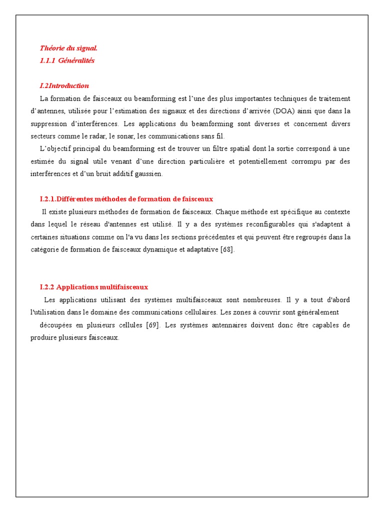 Beamforming : Techniques et Applications | PDF