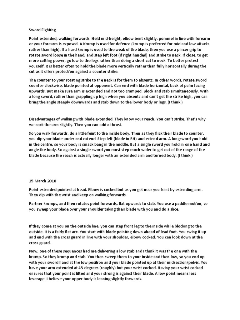 Sword Fighting Techniques Manual | PDF | Sword | Blade
