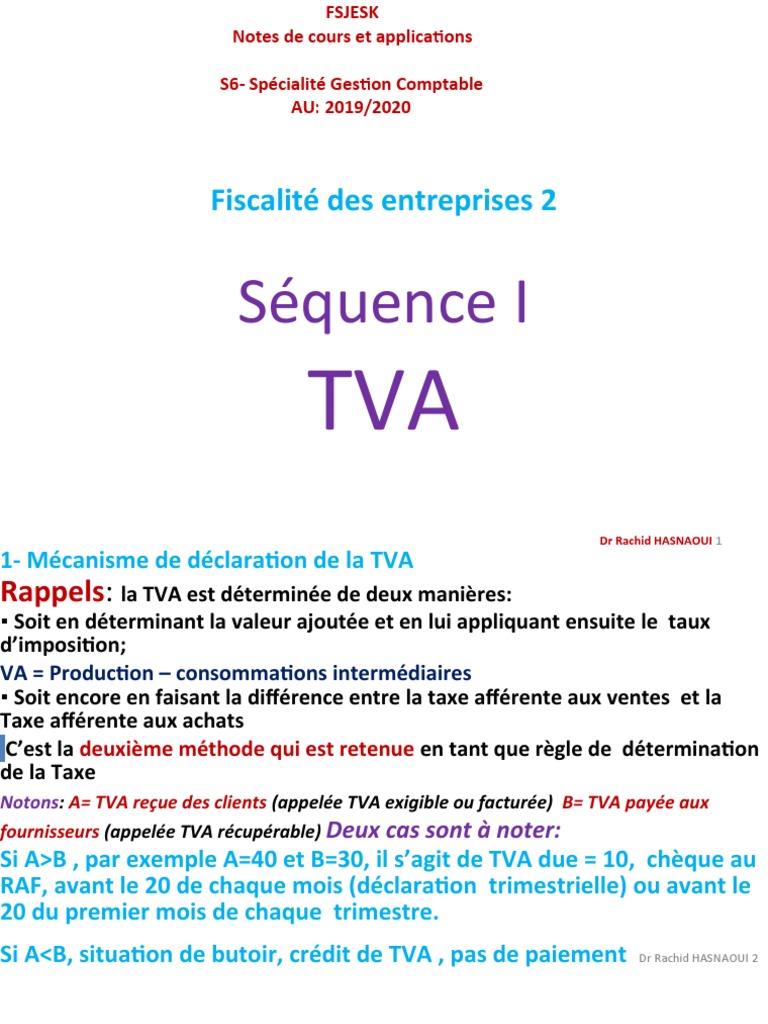 Mécanisme de déclaration de la TVA | PDF | Taxe sur la valeur ajoutée ...