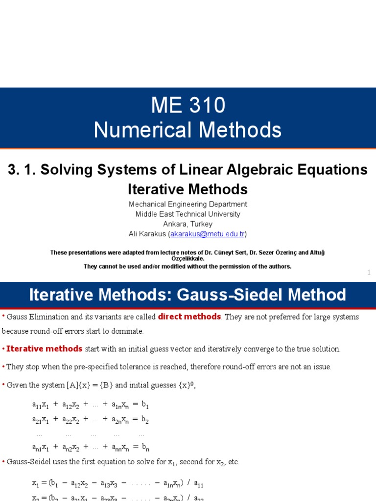 3 3 Iterative Methods ME 310 Fall 2020 | PDF | Mathematical Logic | Applied Mathematics