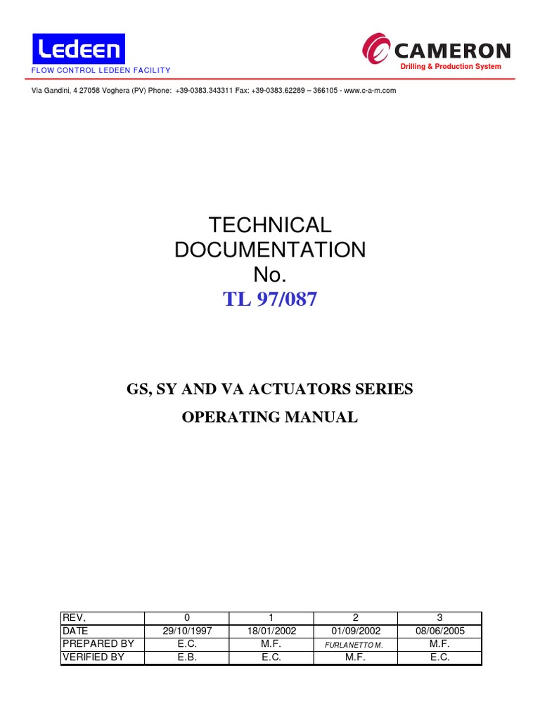 Ledeen GS, SY, VA Series Installation Manual | PDF | Valve | Actuator