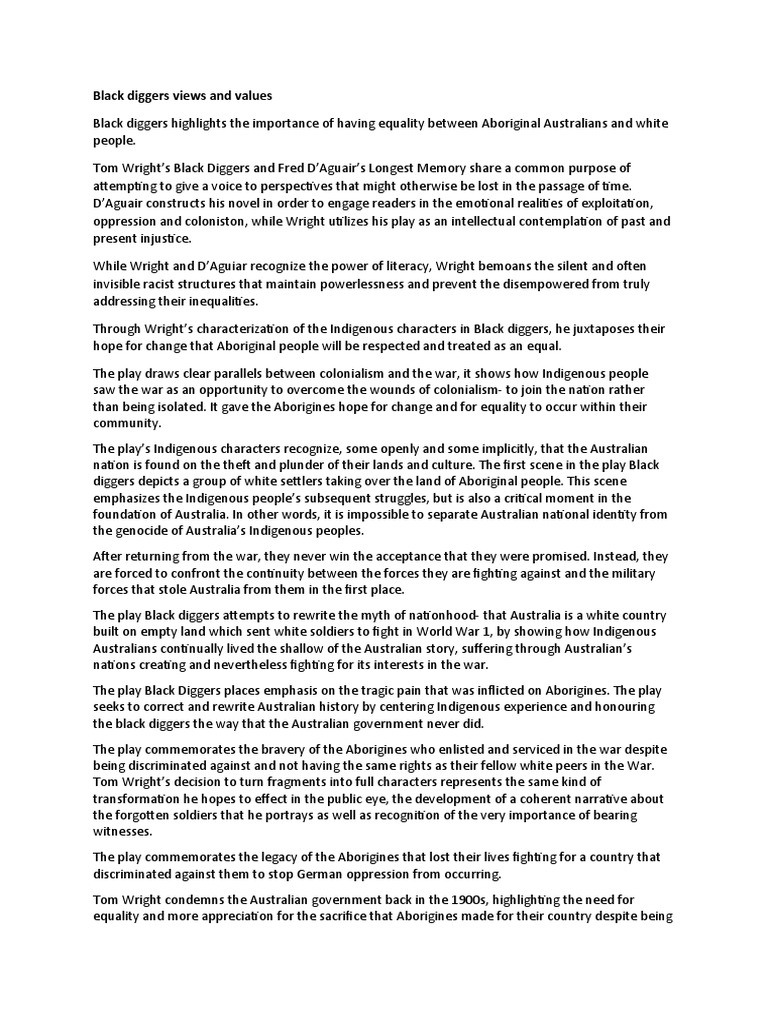 Black Diggers Views and Values | PDF | Australia