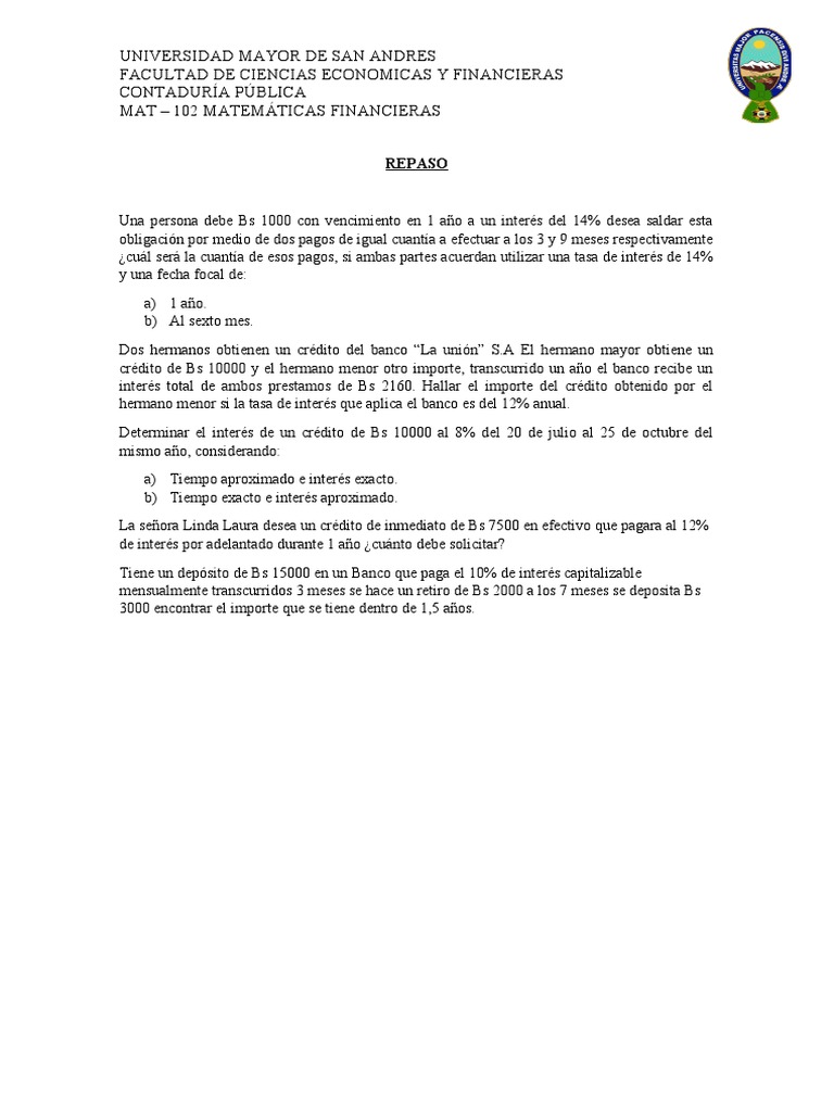 Repaso Matefin | PDF