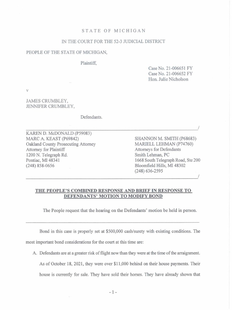 The People's Response To Modify Bond | PDF