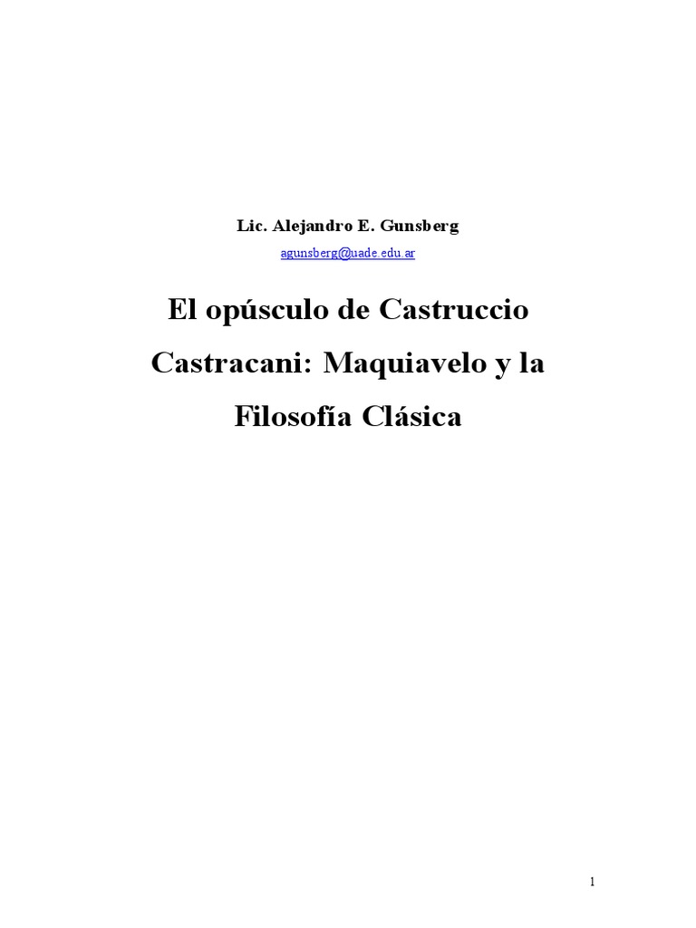 Nicolas Maquiavelo-El Opúsculo de Castruccio Castracane | PDF | Nicolás ...
