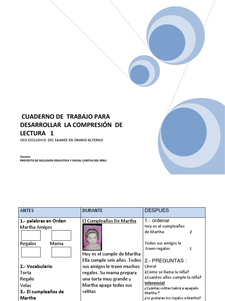 Cuaderno para Mejorar Comprensión Lectora | PDF | Cumpleaños