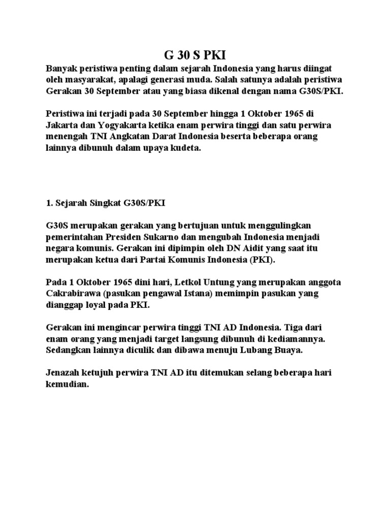 G30S Pki | PDF | Perjalanan | Sejarah