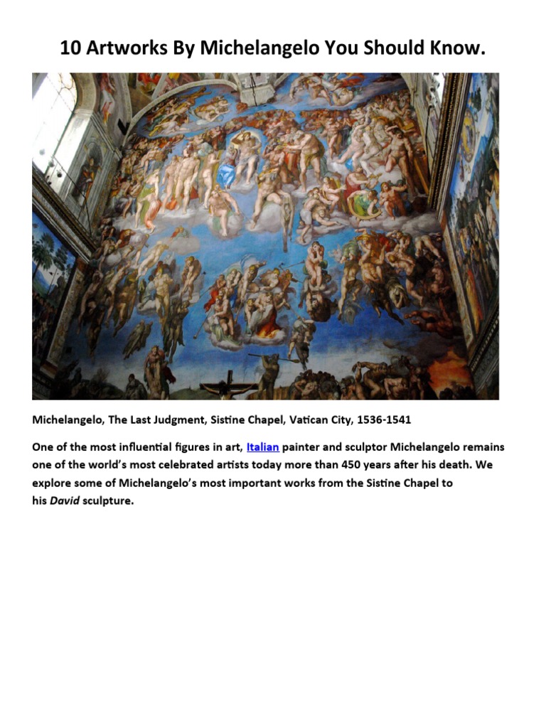 10 Artworks by Michelangelo You Should Know.: Italian | PDF | Michelangelo
