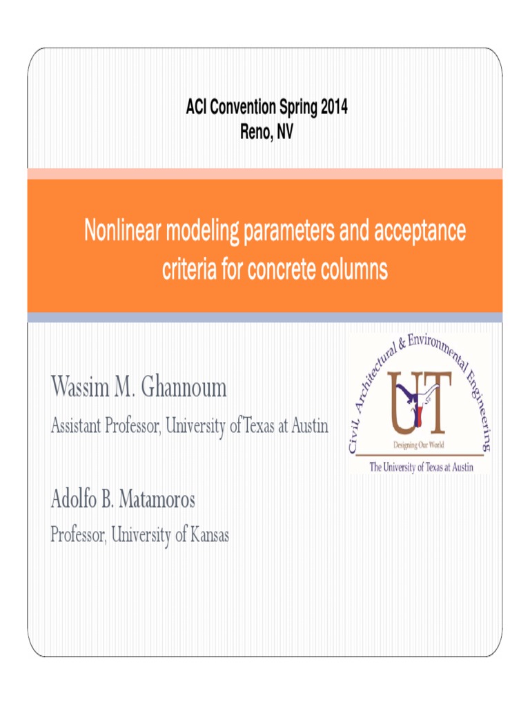 Nonlinear Modeling Parameters and Acceptance Criteria For Concrete ...