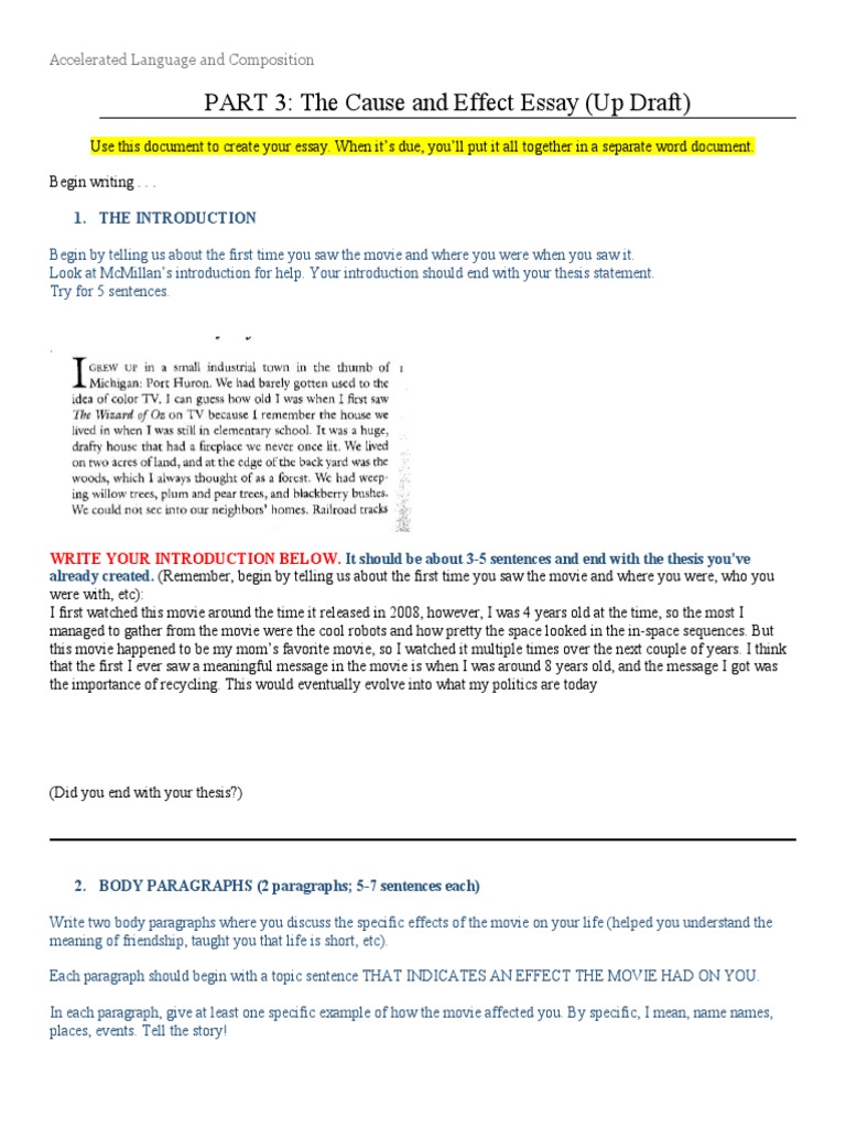 PART 3: The Cause and Effect Essay (Up Draft) | PDF | Paragraph | Essays