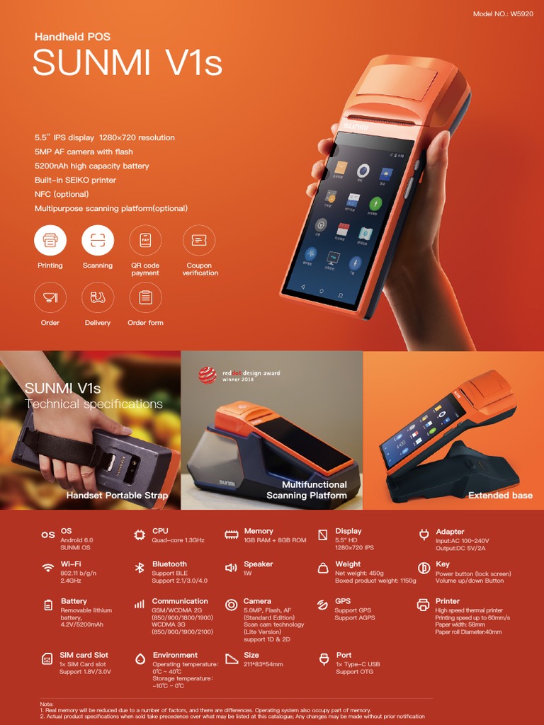 Sunmi V1s | PDF | Computer Architecture | Office Equipment