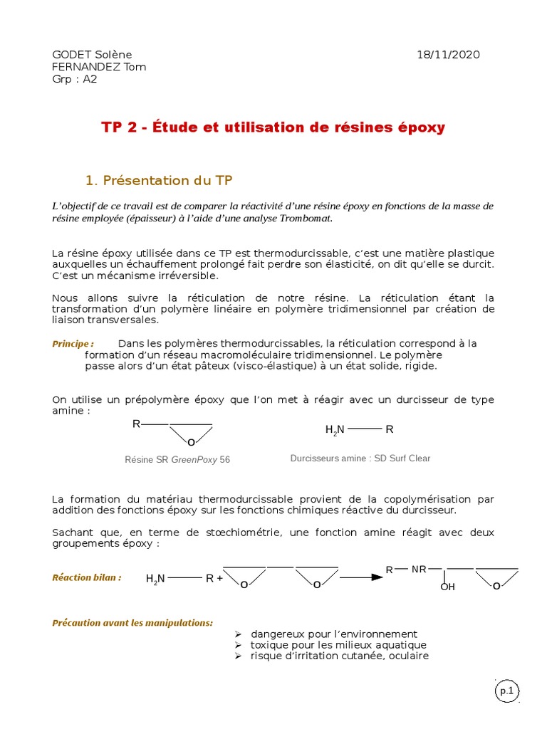 TP 2 Godet Fernandez | PDF | Époxy | Polymère