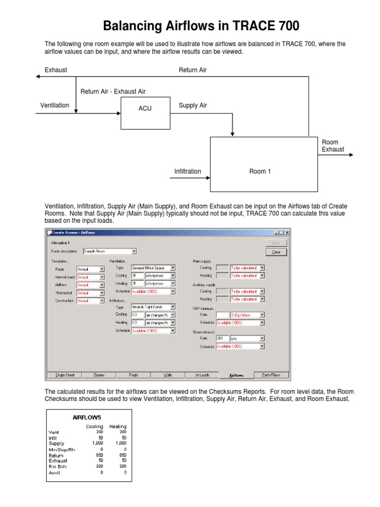 Balancing Airflows in TRACE 700 | PDF | Ventilation (Architecture ...