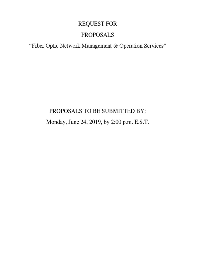 Proposal Fiber Optic Network Management & Operation Services | PDF ...