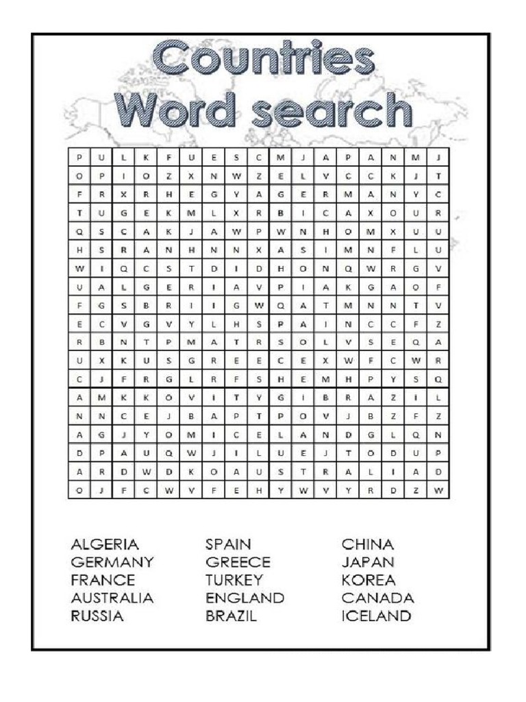 Country Word Search | PDF