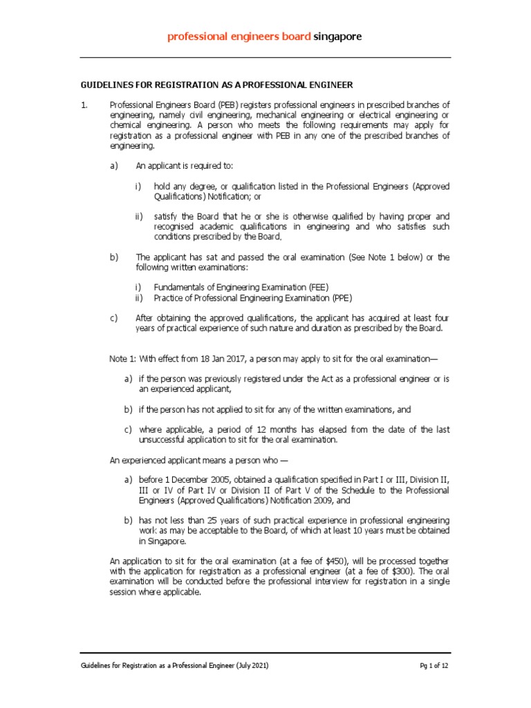 Professional Engineers Board: Guidelines For Registration As A ...