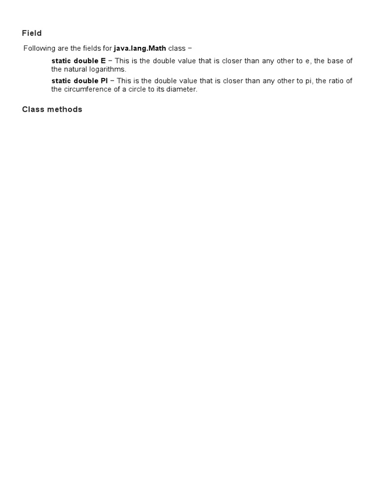 Java - Lang.math Class | PDF | Trigonometric Functions | Angle Java - Lang.math Class | PDF | Trigonometric Functions | Angle