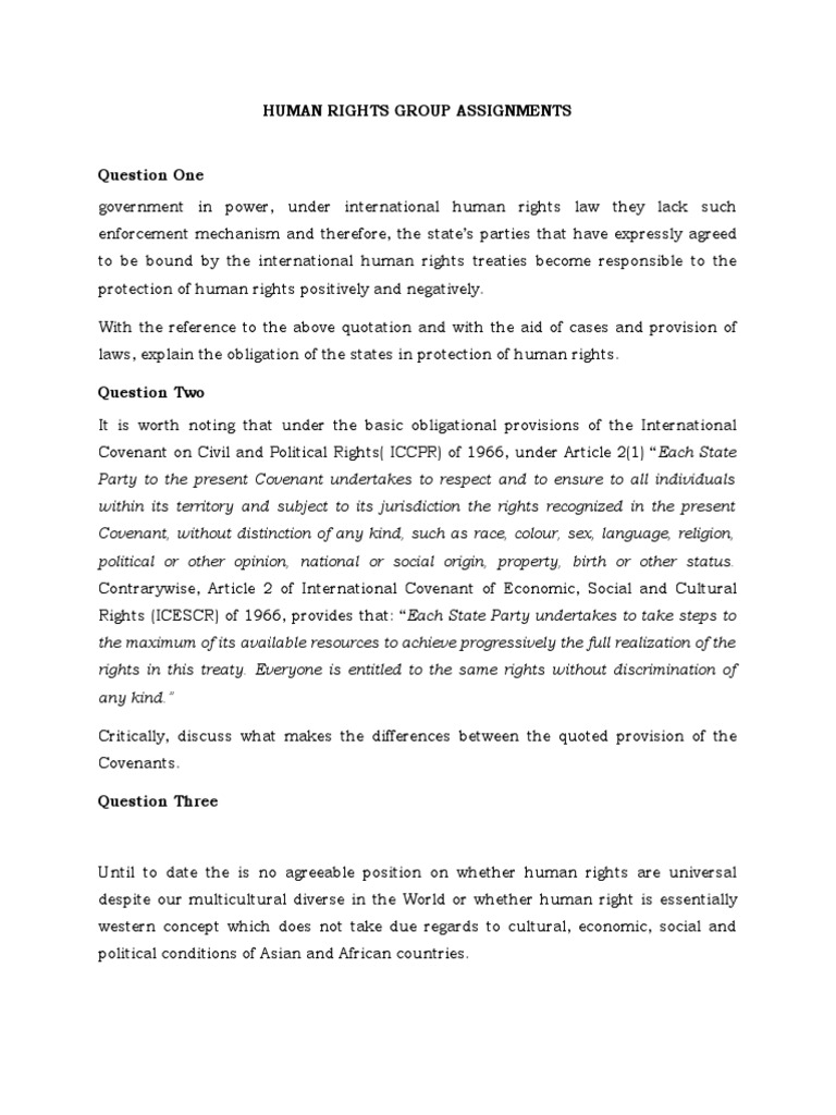 HUMAN RIGHTS Group Assignments | PDF | Human Rights | Rights